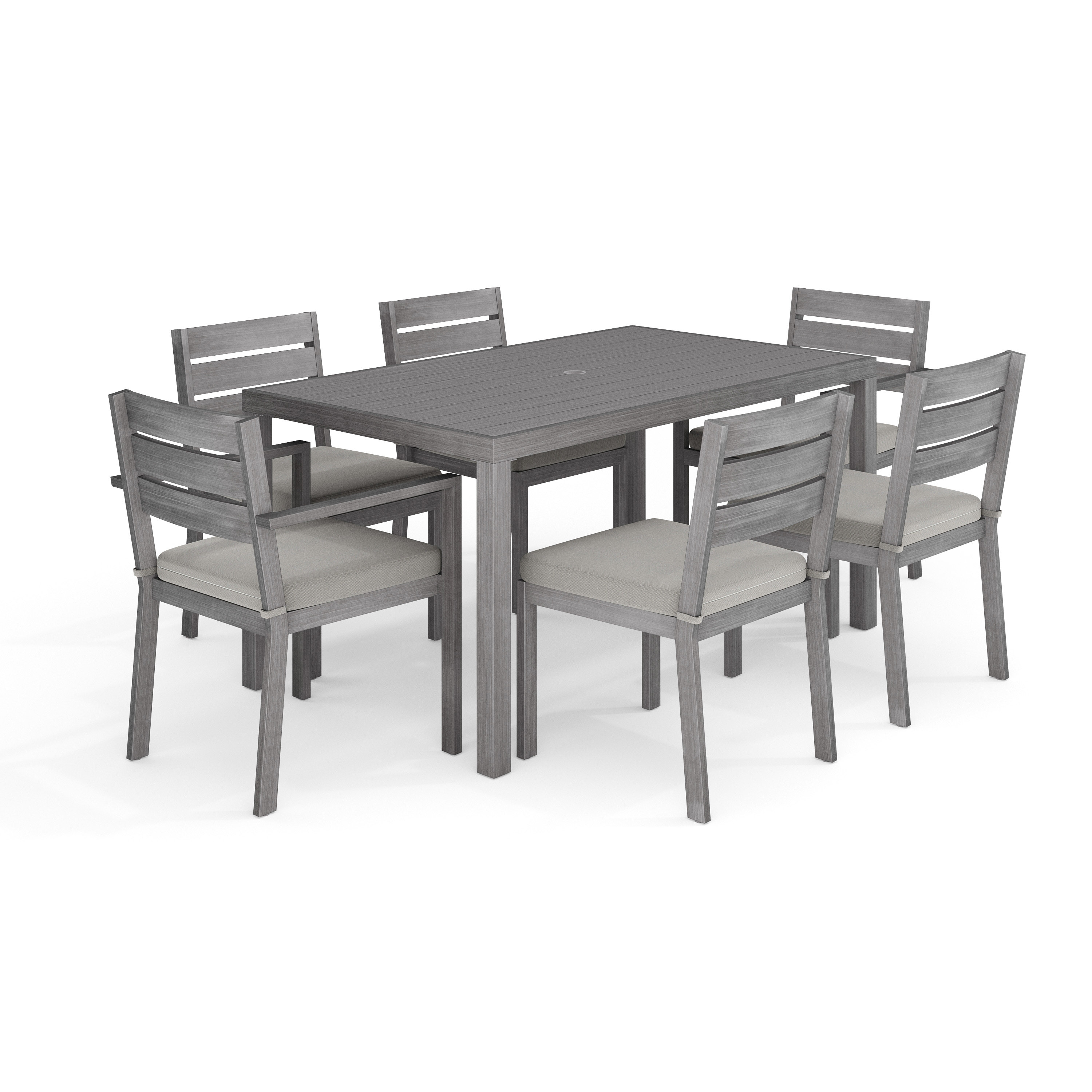 Martha Stewart Bedford All-Weather Patio Set With 62" Table And 6 Stackable Dining Chairs | Wayfair
